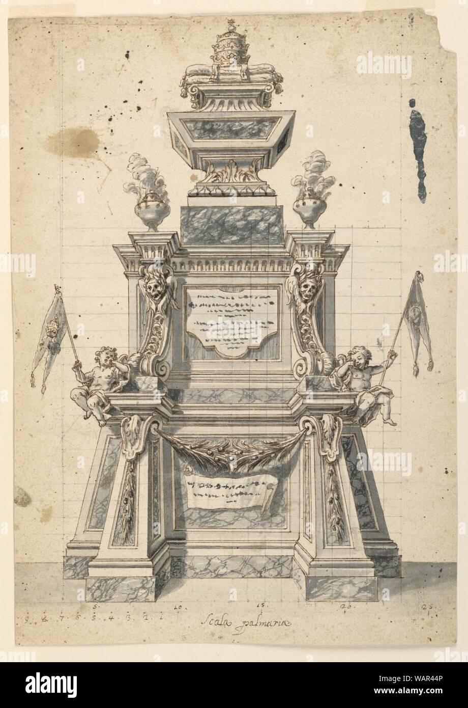 Drawing, Design for a Catafalque for the Memorial Service of a Pope ...