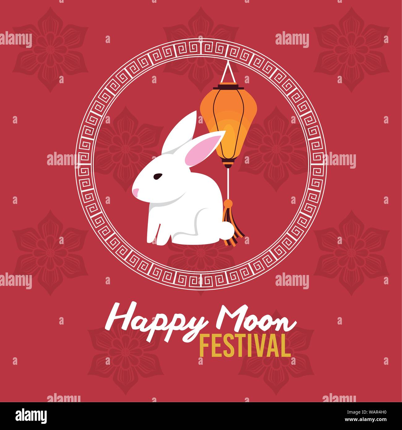 Happy moon festival card with rabbits Stock Vector Image & Art - Alamy