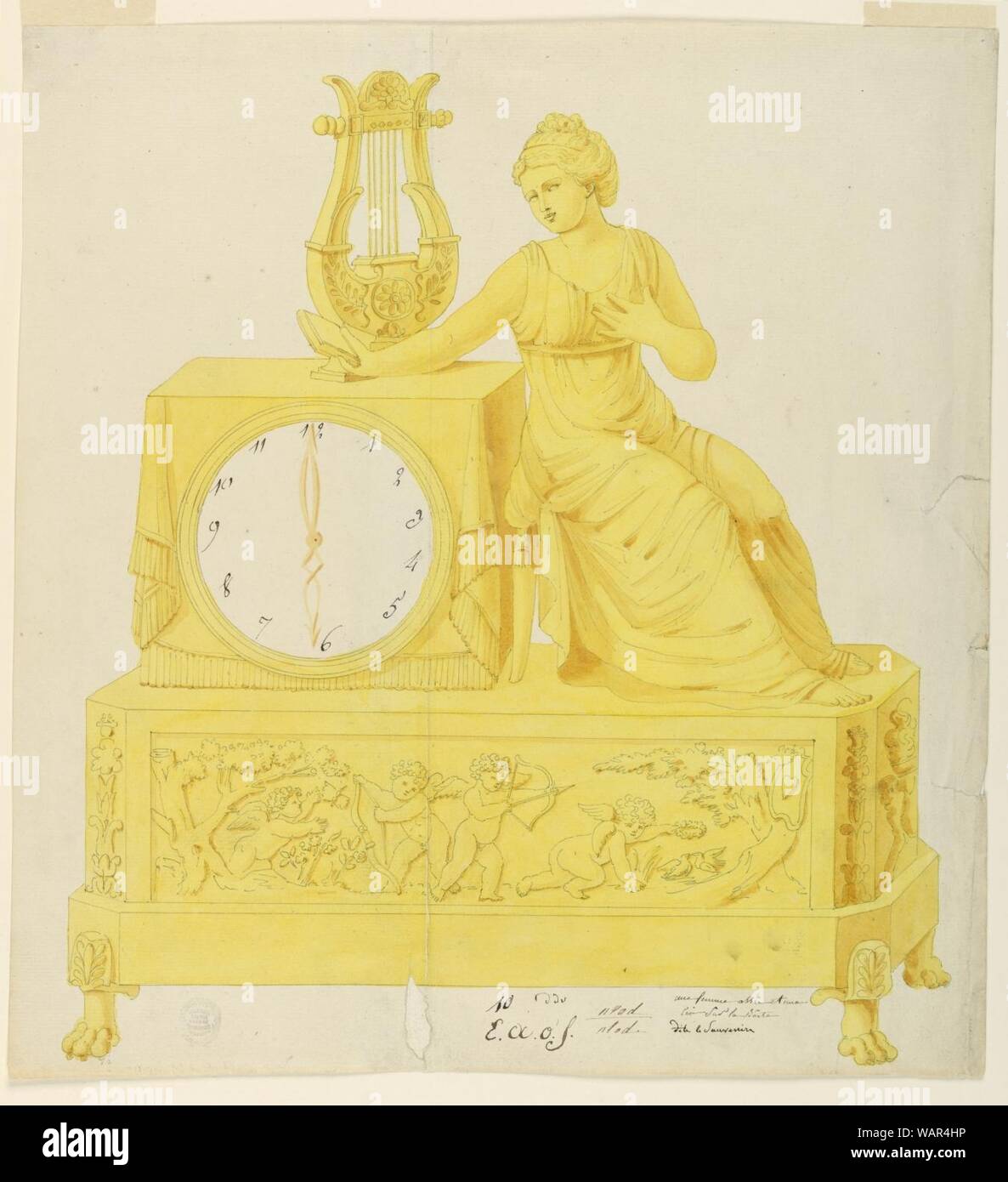 Drawing, Design for a clock, 1800–1825 Stock Photo - Alamy
