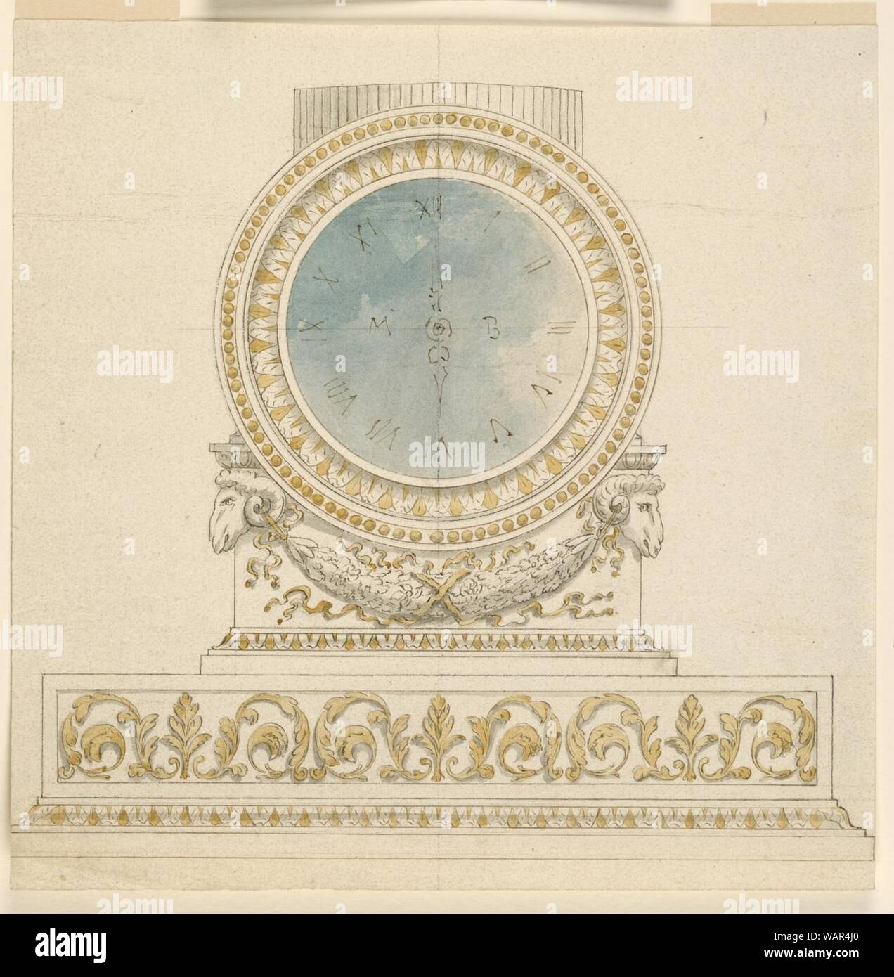 Drawing, Design for a Clock, early 19th century Stock Photo - Alamy