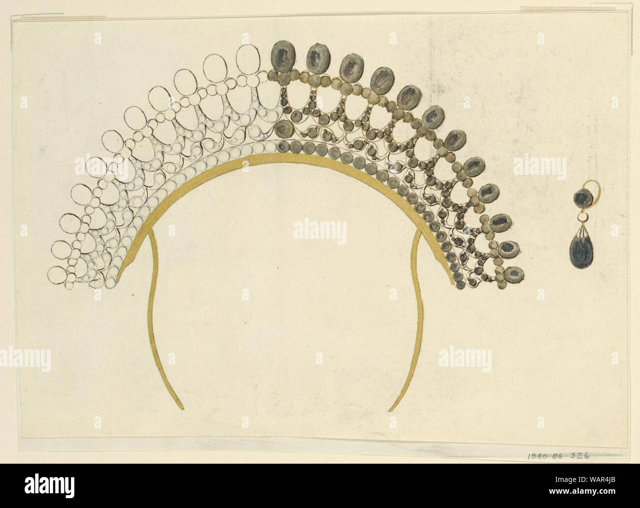 Drawing, Design for a comb and earring, ca. 1815 Stock Photo - Alamy