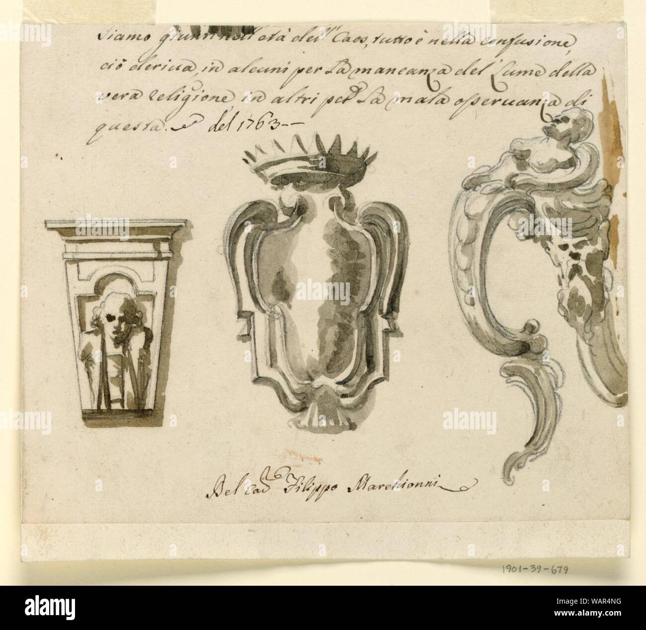 Drawing, Design for a Console and Escutcheon, 1763 Stock Photo - Alamy