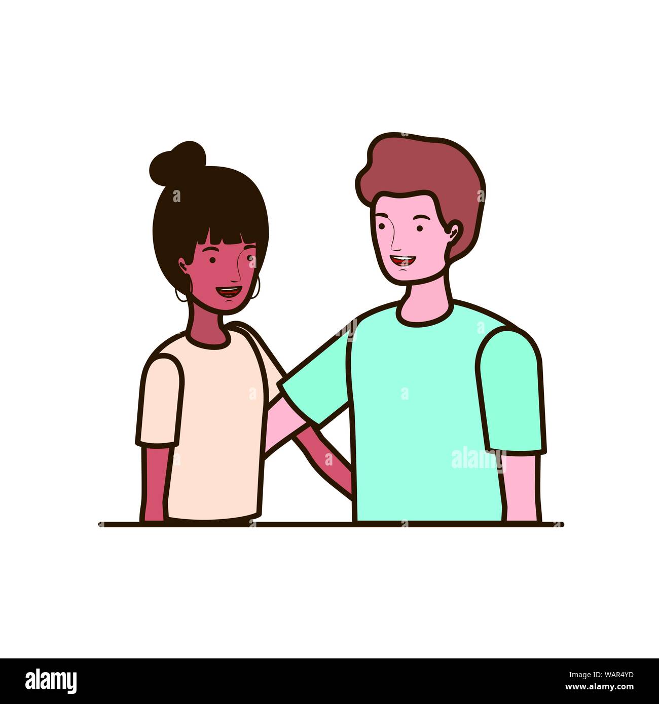 Cartoon People Hugging Each Other