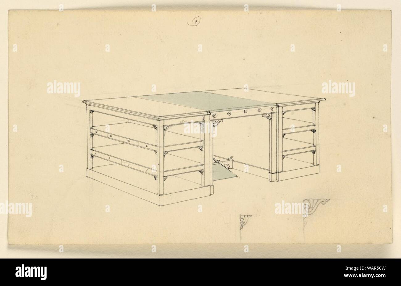 Drawing, Design for a desk, ca. 1830 Stock Photo - Alamy