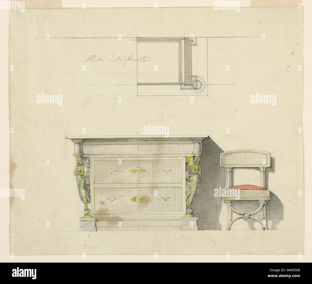 Drawing, Design for a Dresser and Chair, ca. 1800 Stock Photo - Alamy