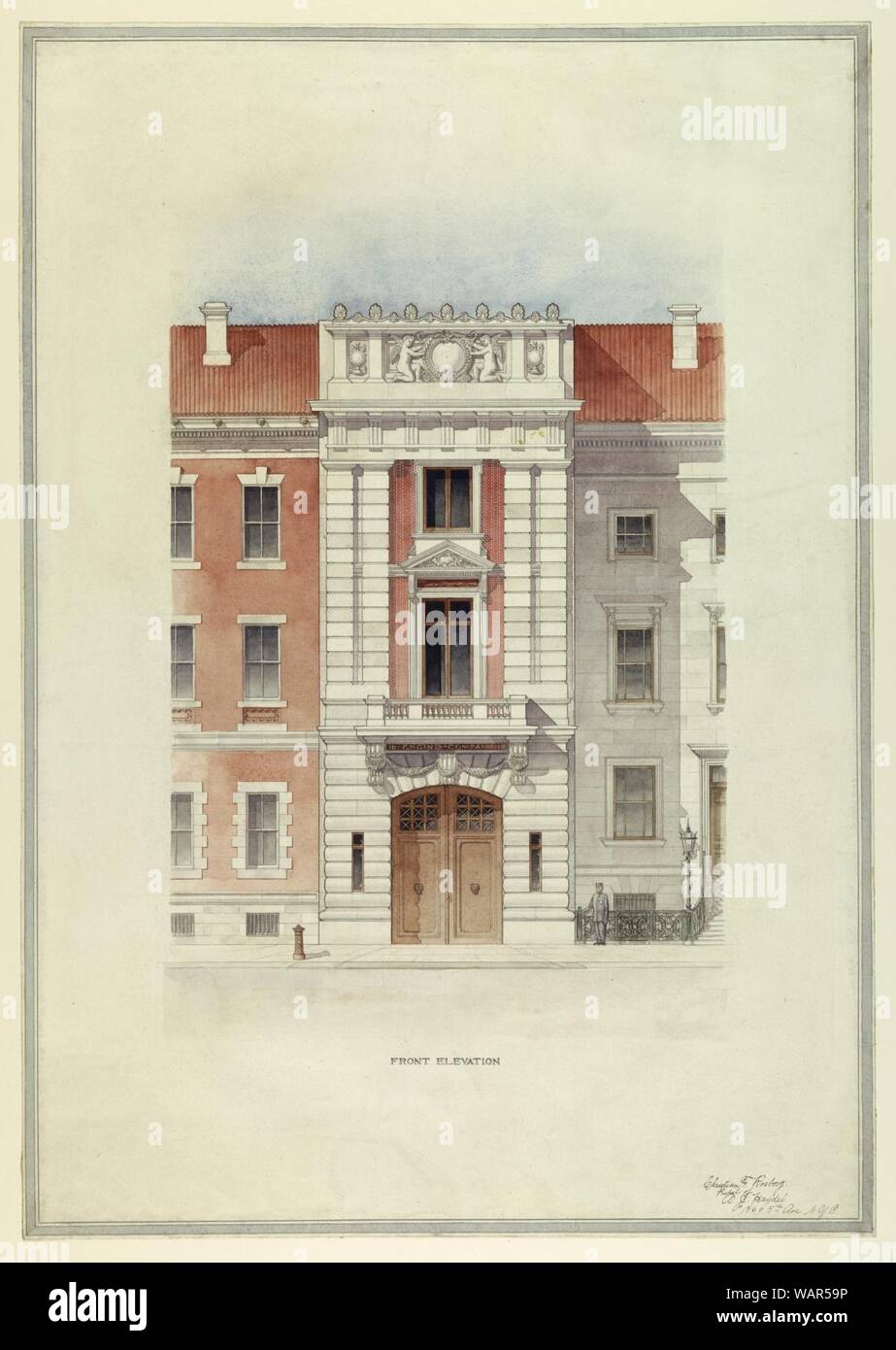 Drawing, Design for a fire house- front elevation, ca. 1905 Stock Photo ...