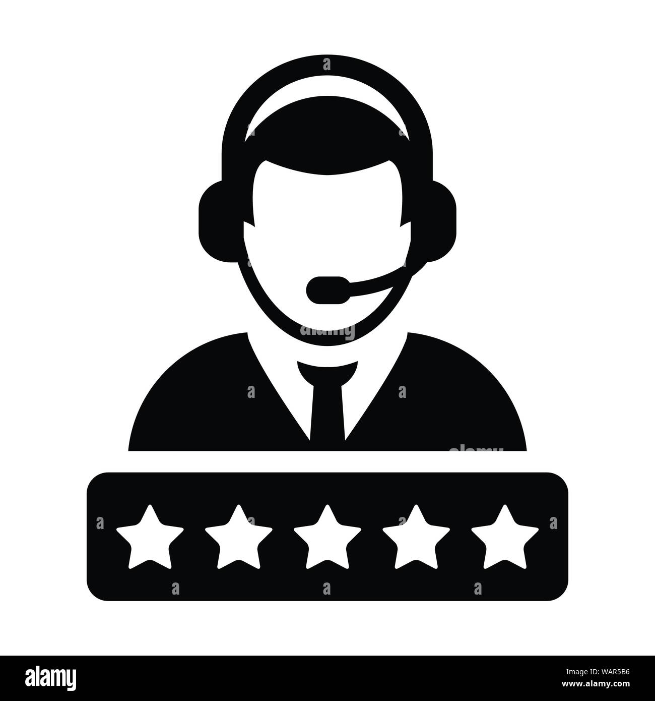 5 Star rating icon vector male support customer care service person ...