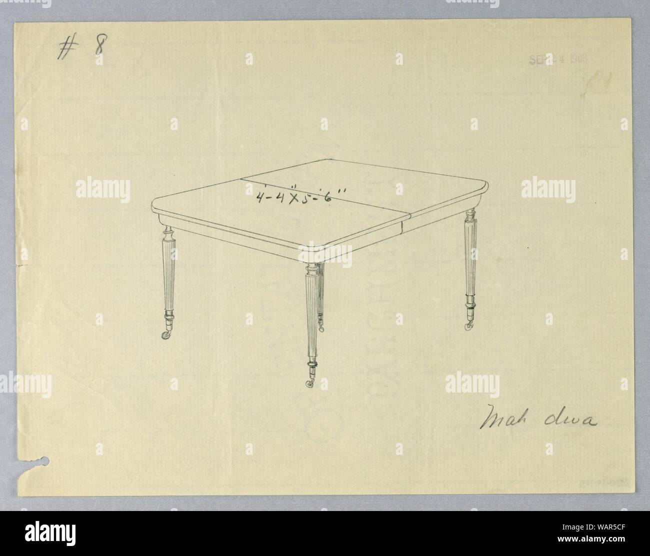 Drawing, Design for a Four-Legged Rectangular Mahogany Dining Table ...