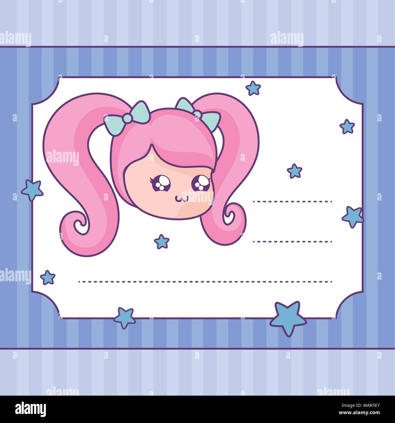 cute little girl in card kawaii style vector illustration design Stock ...