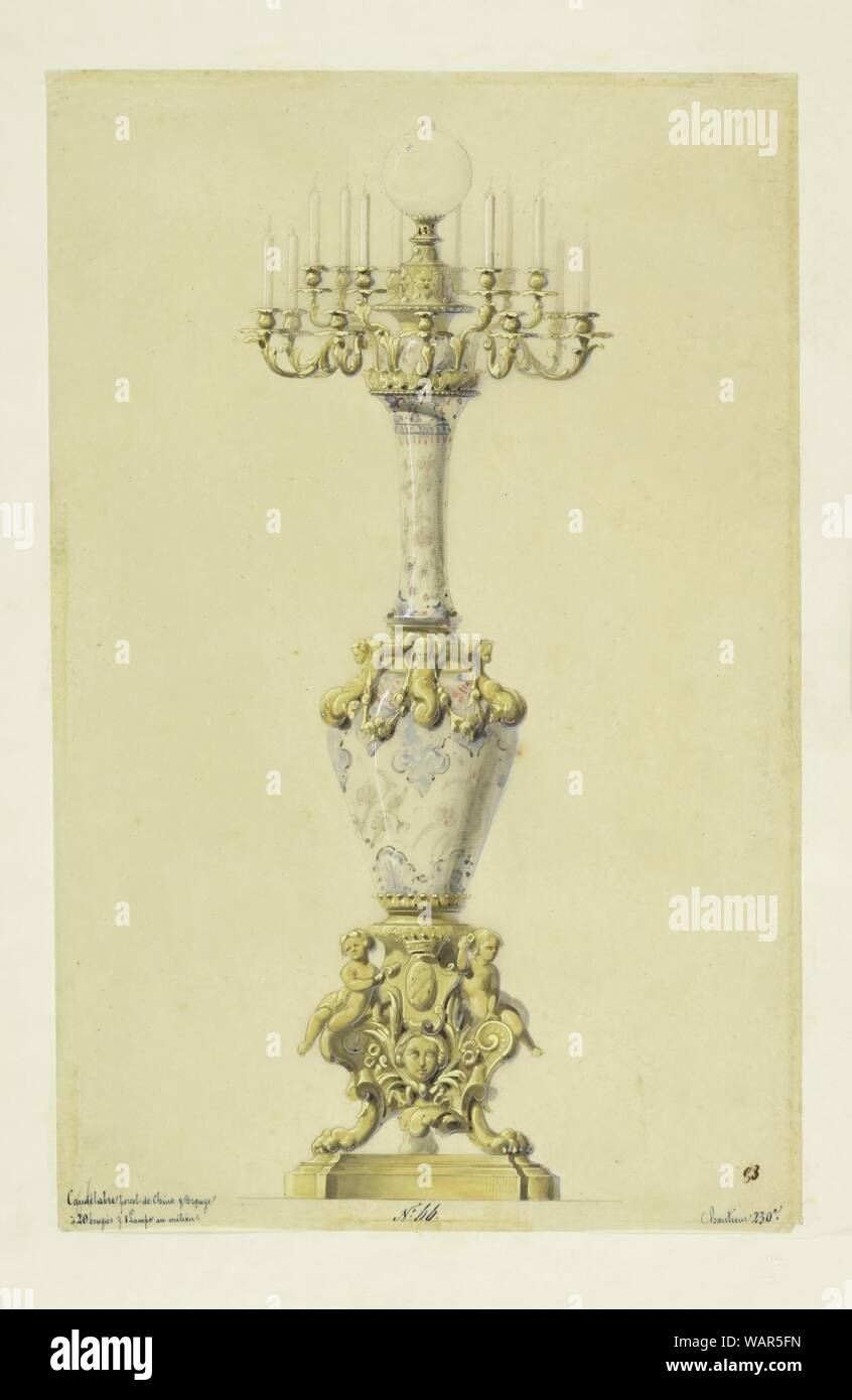 Drawing, Design for a Gas Lamp and Candelabrum, ca. 1855 Stock Photo ...