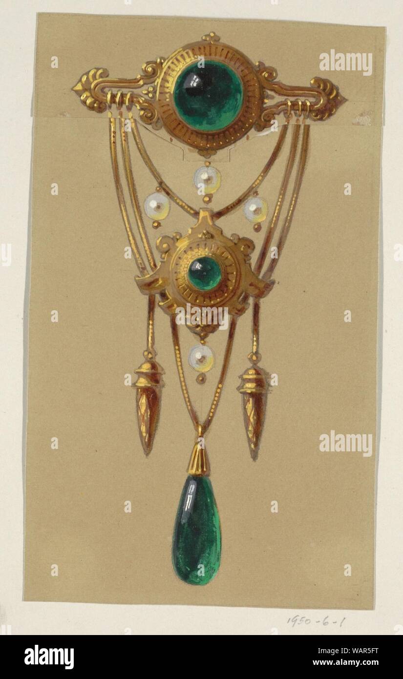 Drawing, Design for a Gold and Cabochon Gem Brooch, ca. 1855 Stock ...