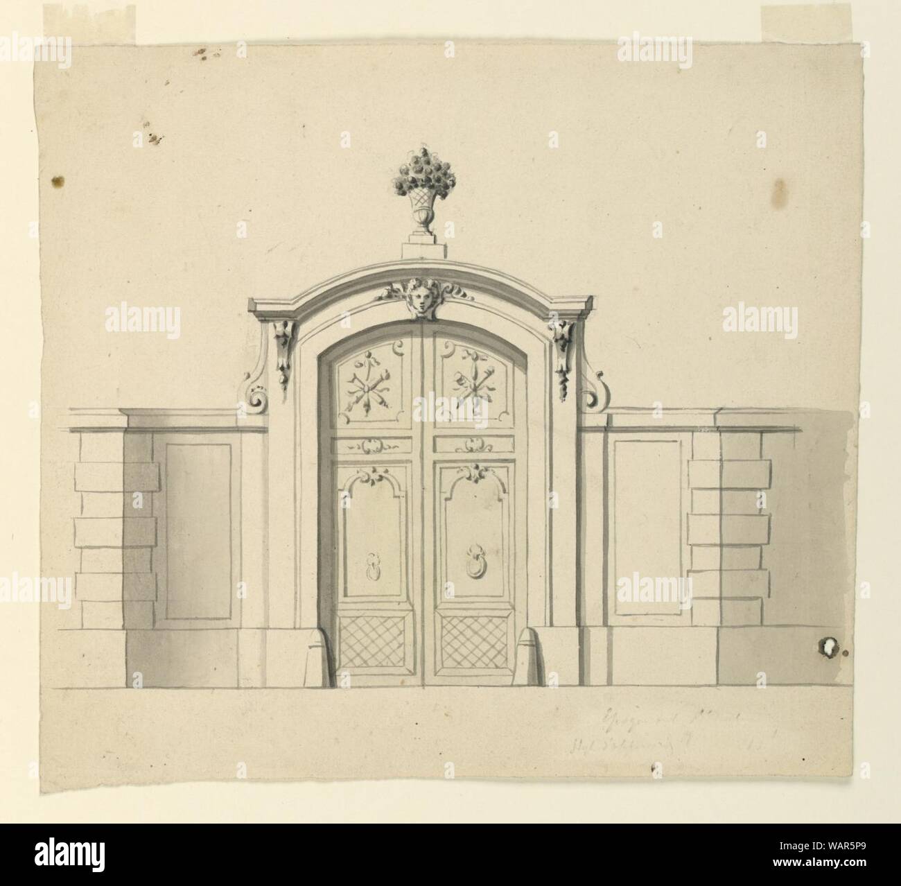 Drawing, Design for a Large Door, ca. 1715 Stock Photo - Alamy