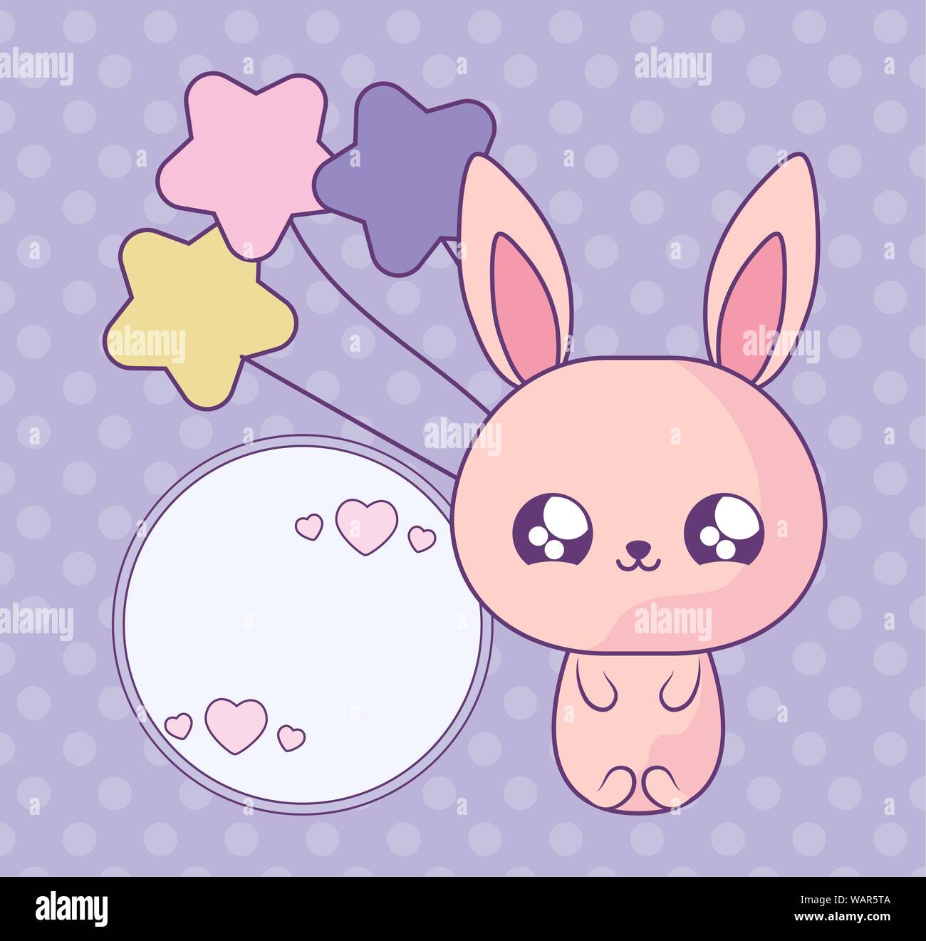 cute rabbit baby with balloons helium kawaii style vector illustration ...