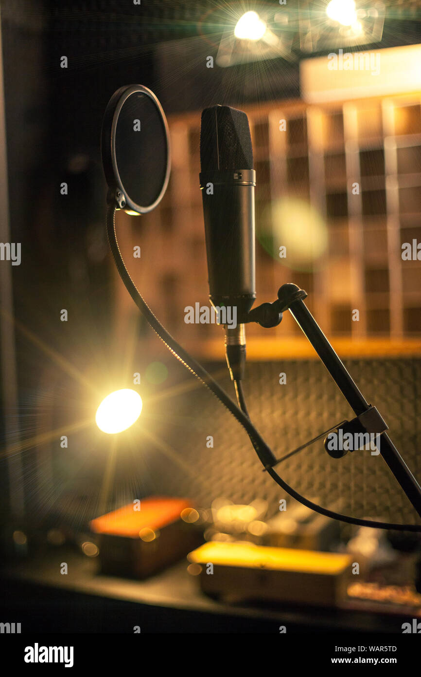 Close up on a recording studio microphone Stock Photo - Alamy