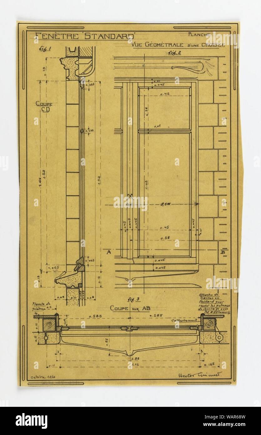 Drawing, Design for a Mass-Operational House Designed by Hector Guimard ...