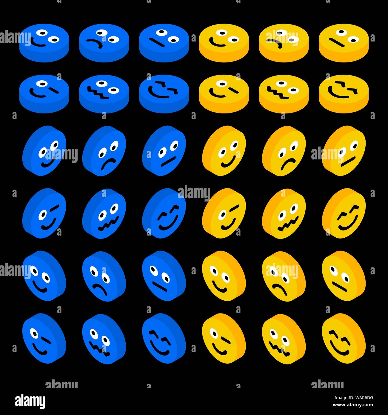 Emoticons icon set isometric illustration. Vector smile collection ...