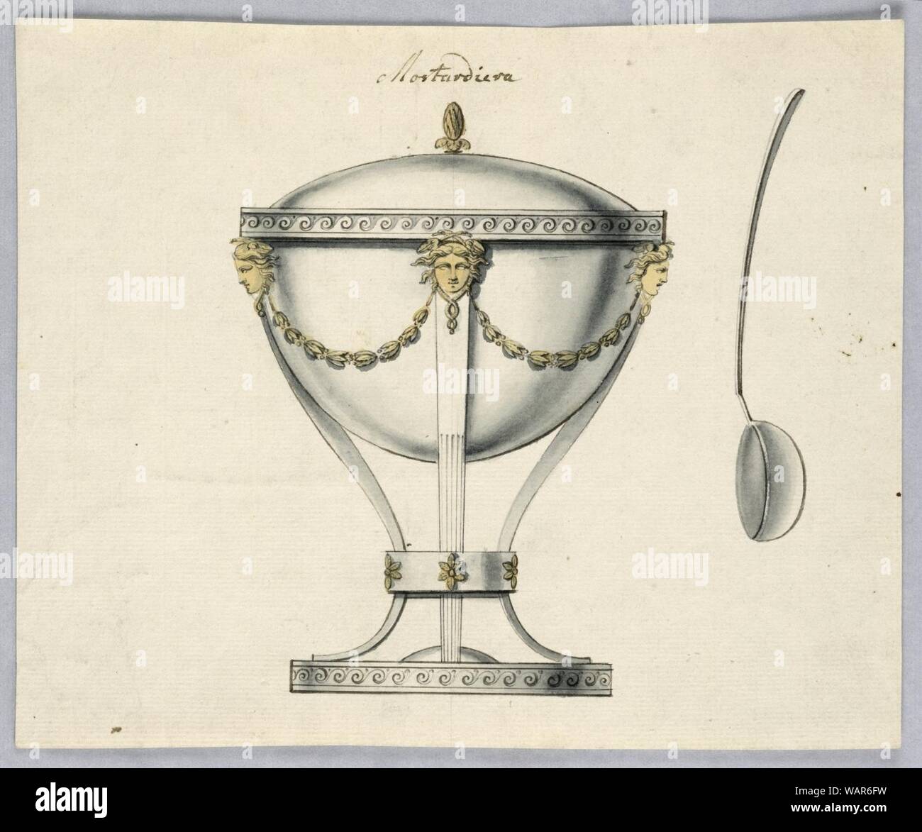 Drawing, Design for a Mustard Pot, early 19th century Stock Photo - Alamy