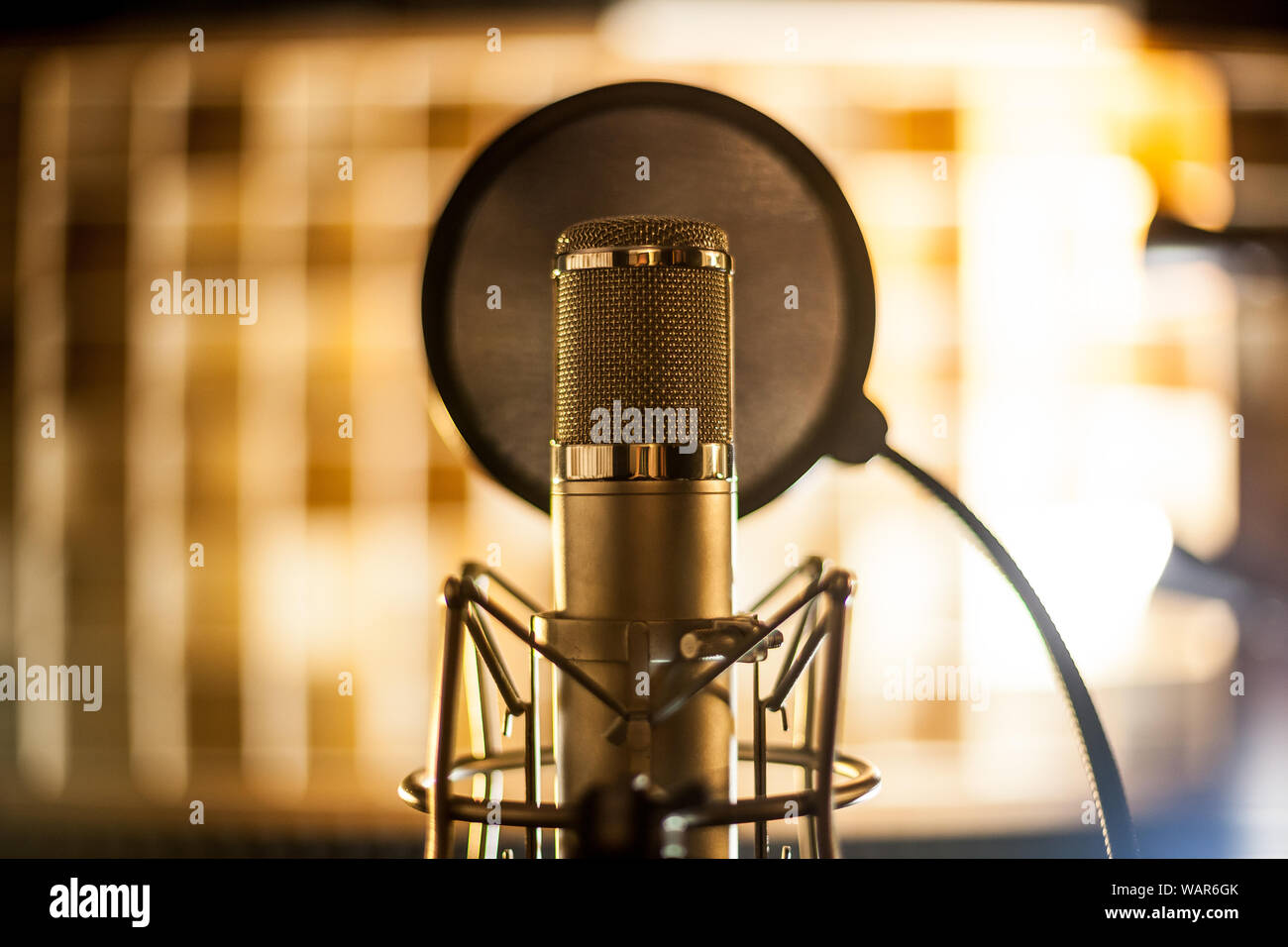 Close up on a recording studio microphone Stock Photo - Alamy