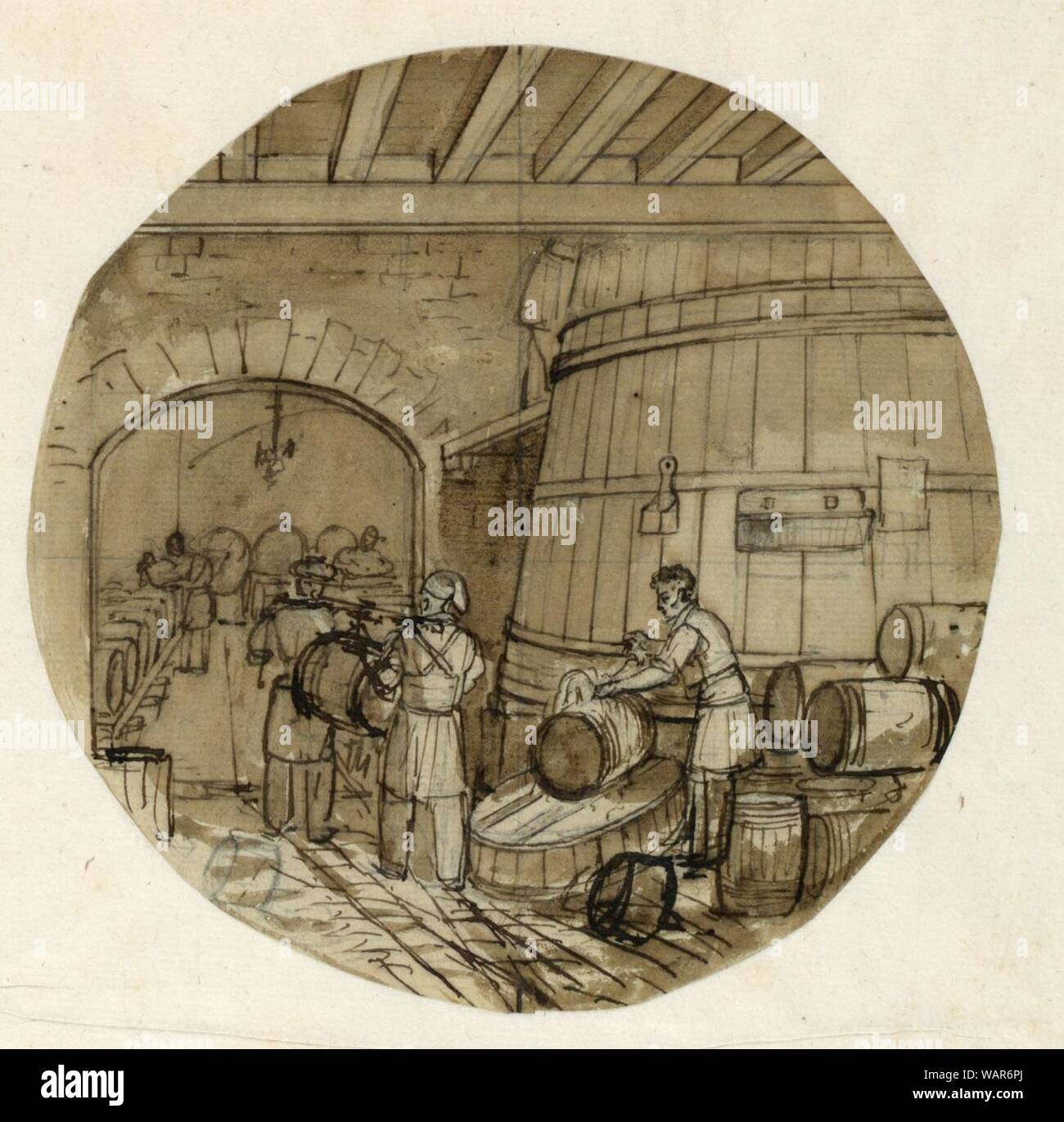Drawing, Design for a Painted Porcelain Plate, Interior of Wine ...
