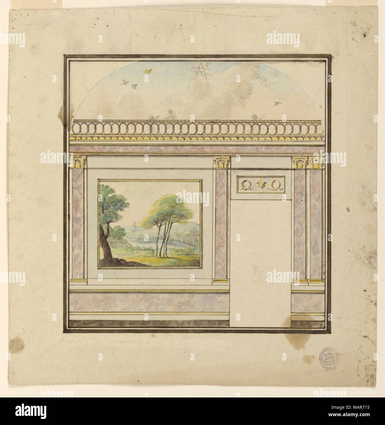 Drawing, Design for a Painted Wall Decoration, ca. 1825 Stock Photo - Alamy