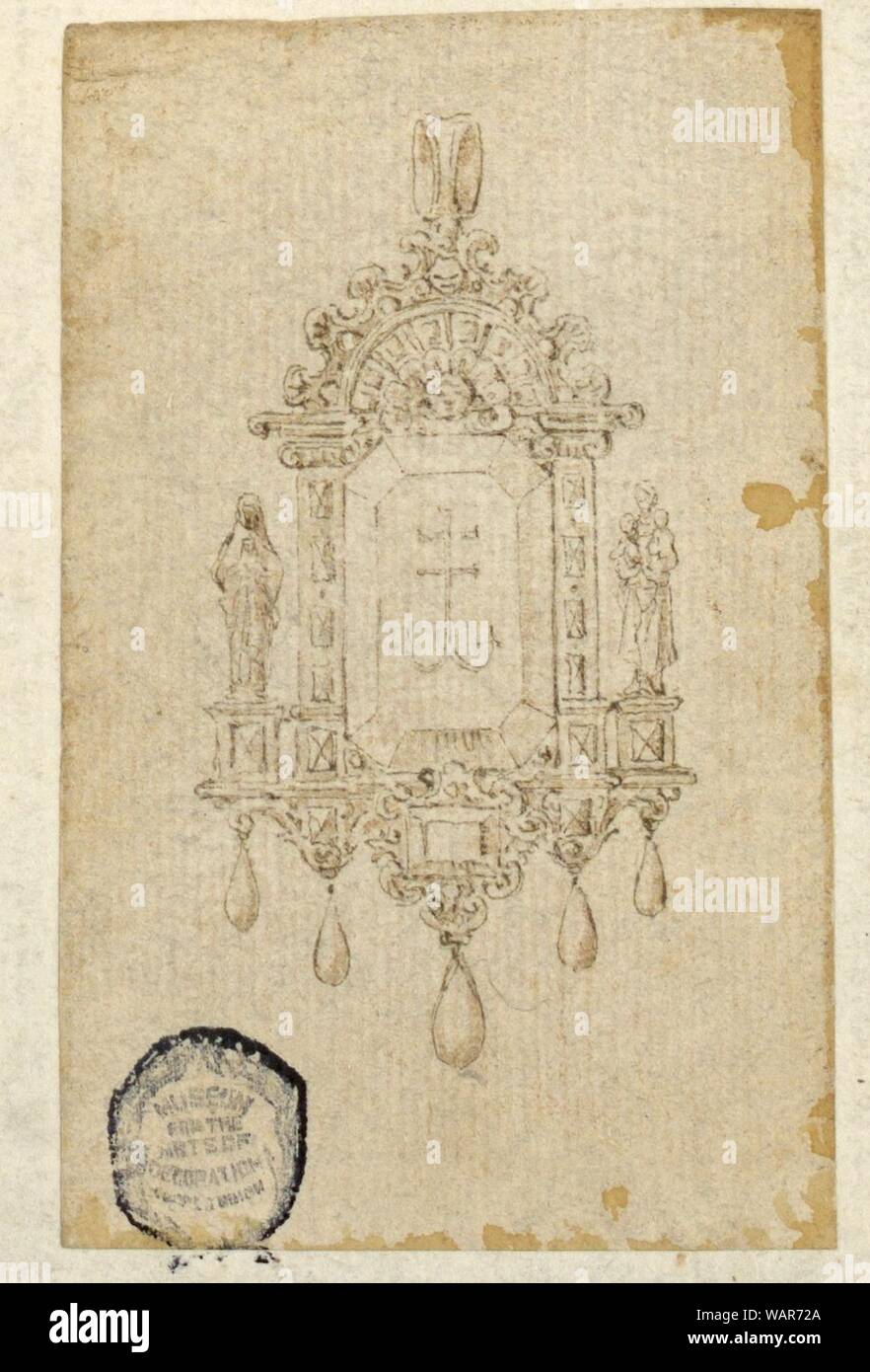 Drawing, Design for a Pendant in Shape of Niche, 16th century Stock ...