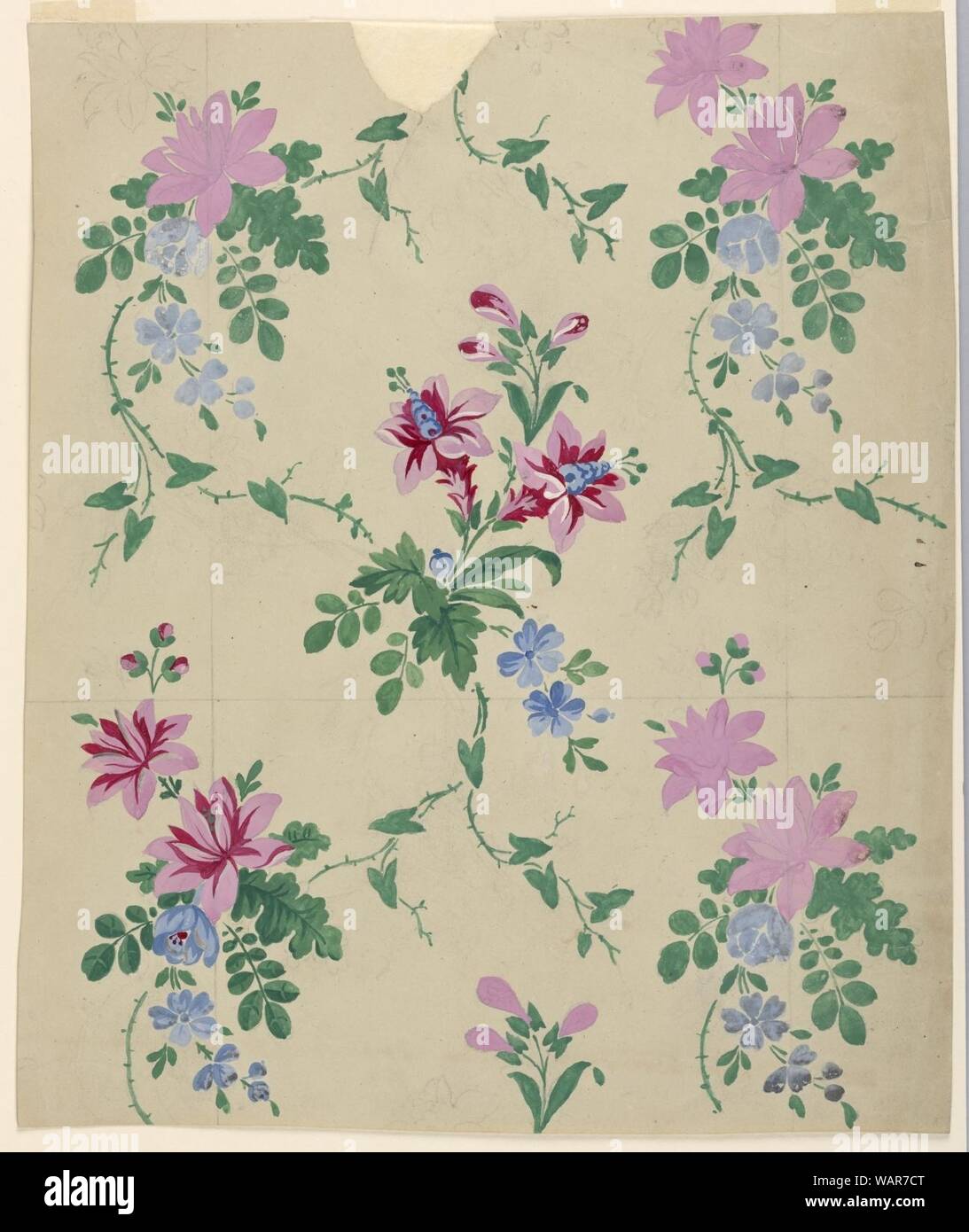 Drawing, Design for a printed fabric, 1820–40 Stock Photo - Alamy