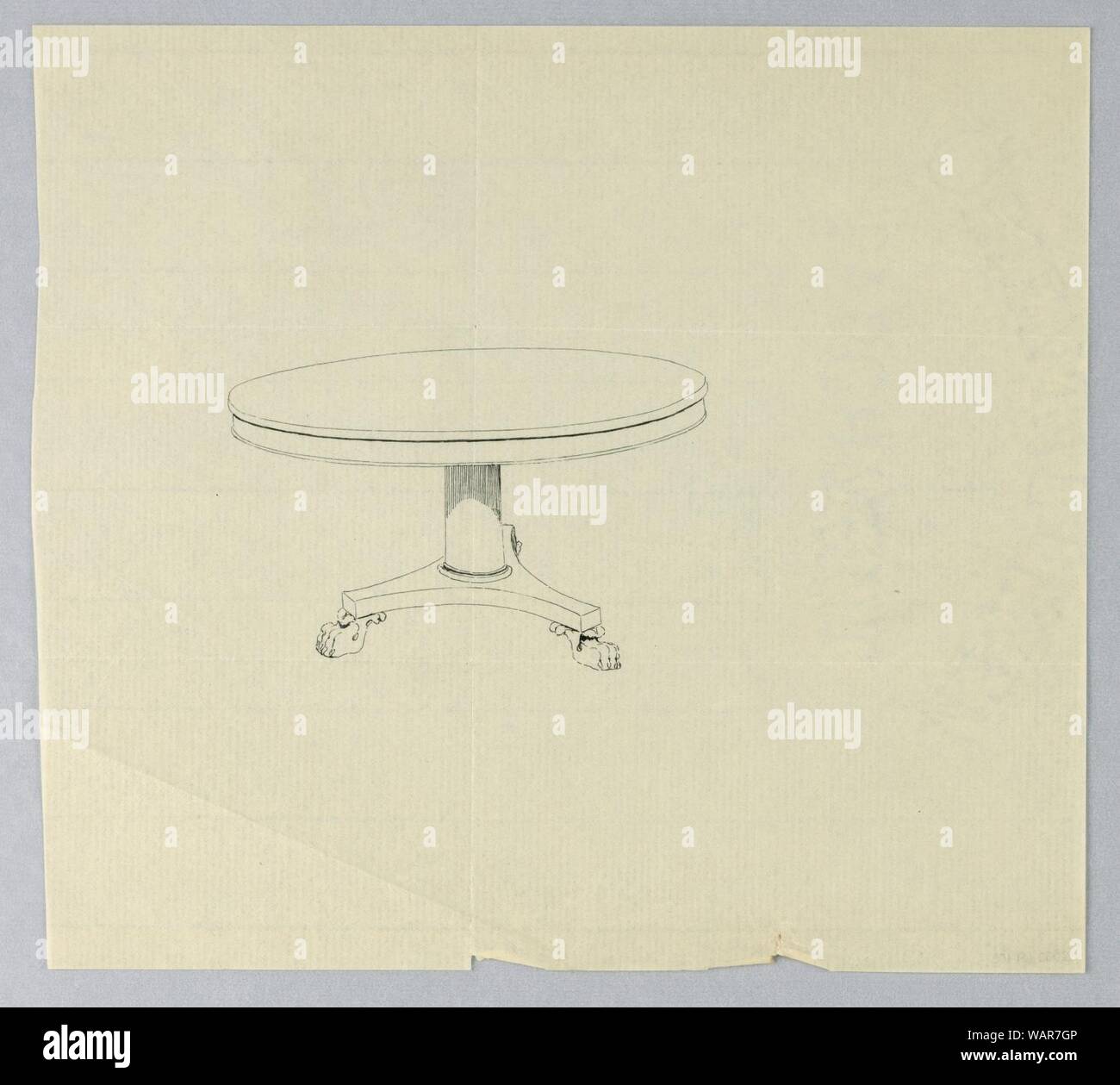Drawing, Design for a Round Table on Triangular Base, 1900–05 Stock ...