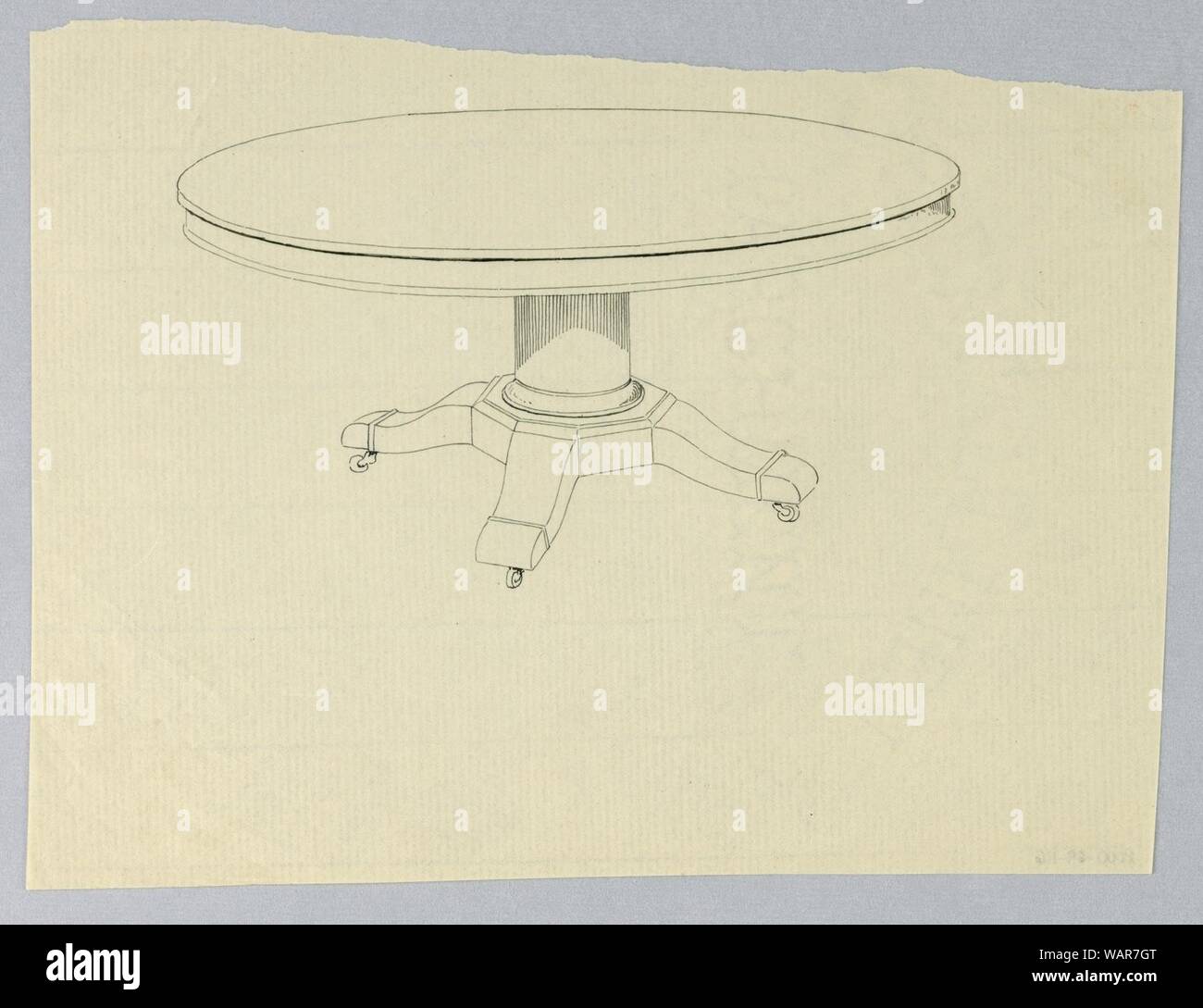 Drawing, Design for a Round Table on Molded Base, 1900–05 Stock Photo ...