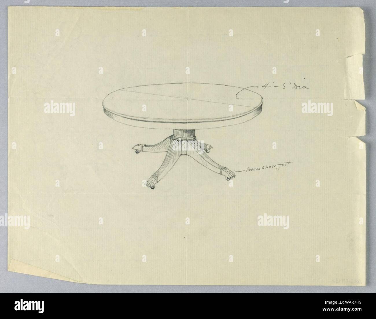 Drawing, Design for a Round Table on Animal Paw Feet, 1900–05 Stock ...
