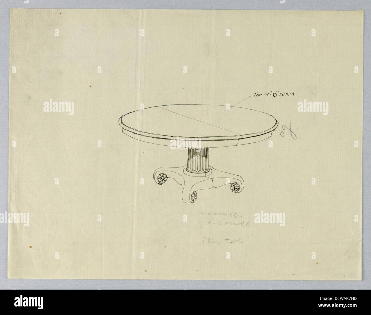 Drawing, Design for a Round Table on Scrolling Base, 1900–05 Stock ...