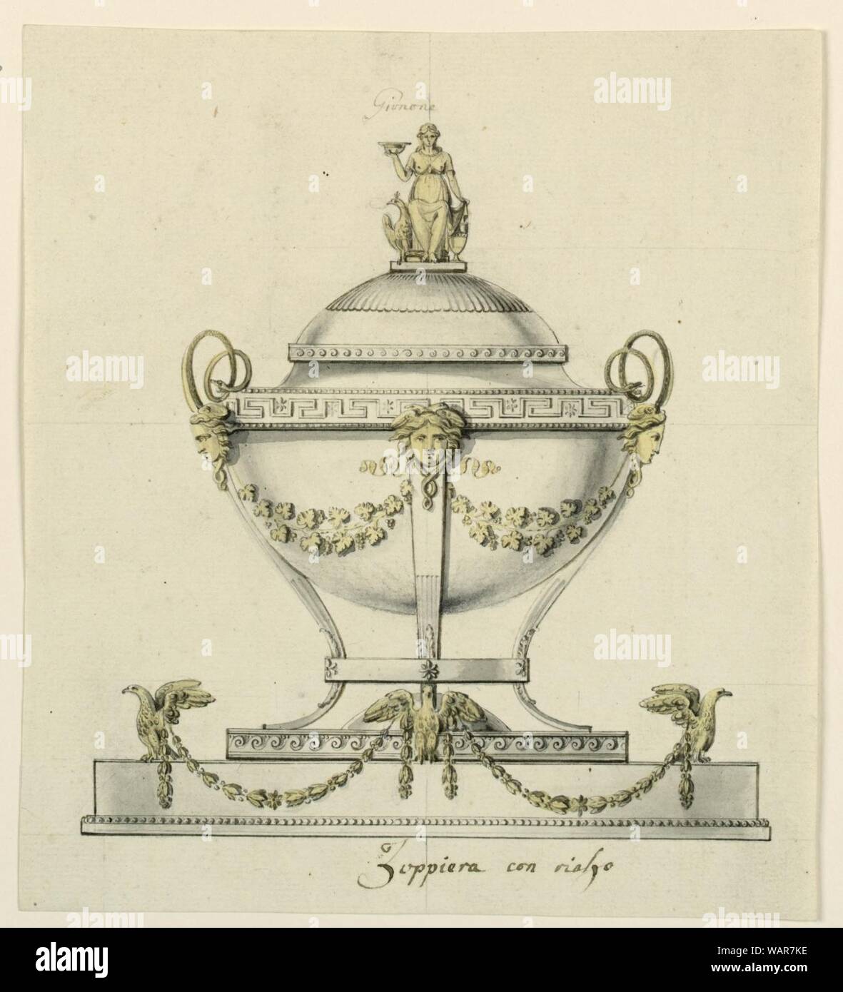 Drawing, Design for a Round Tureen, early 19th century Stock Photo - Alamy