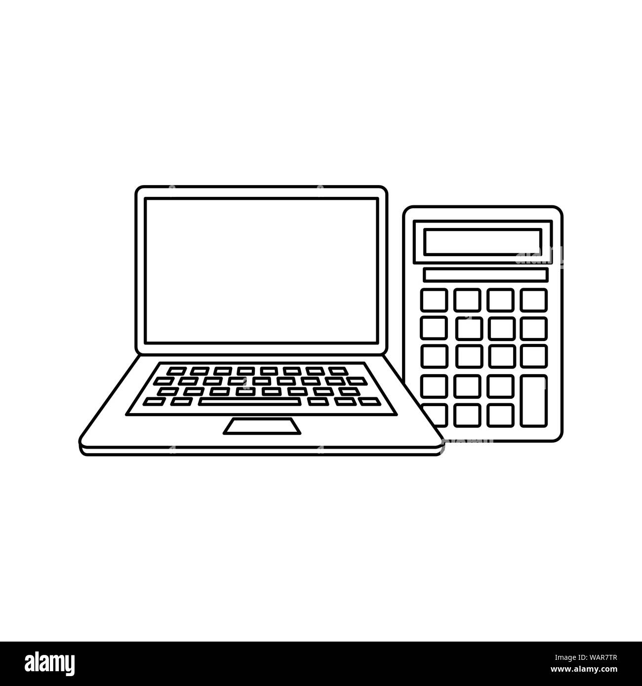 calculator math and laptop devices Stock Vector Image & Art - Alamy