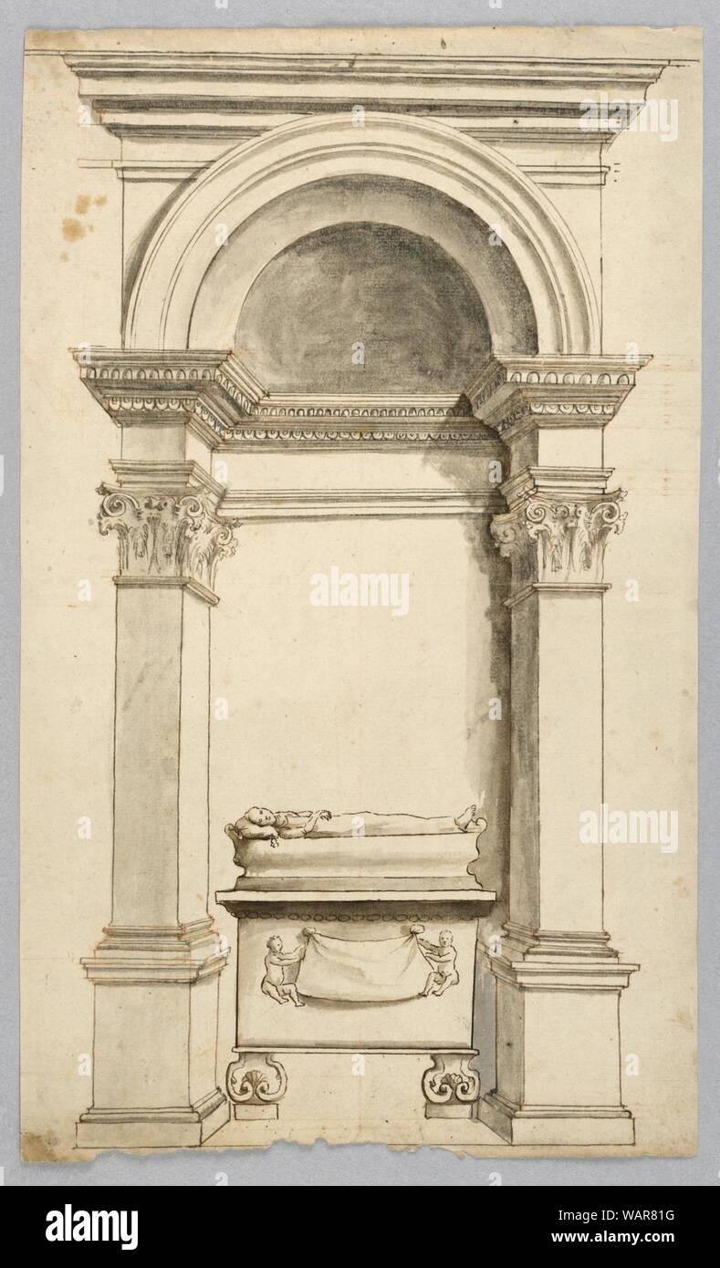 Drawing, Design for a Tomb Niche with Effigy, 16th–19th century Stock ...