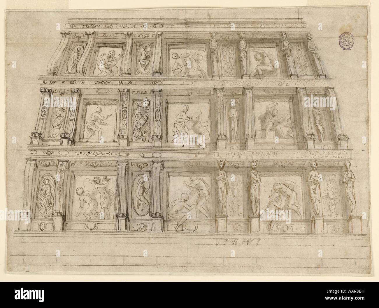 Drawing, Design for a Wall, 16th century Stock Photo - Alamy