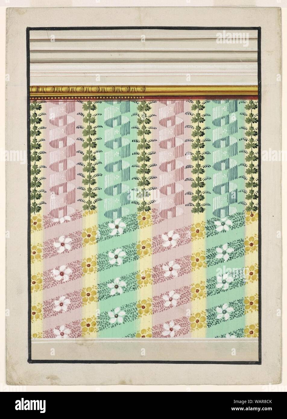 Drawing, Design for a Wallpaper with Alternative Pattern, 1840–60 Stock ...
