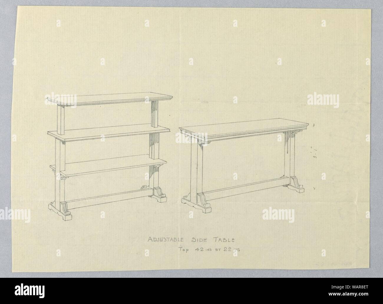 Drawing, Design for Adjustable Side Serving Table, 1900–05 Stock Photo ...