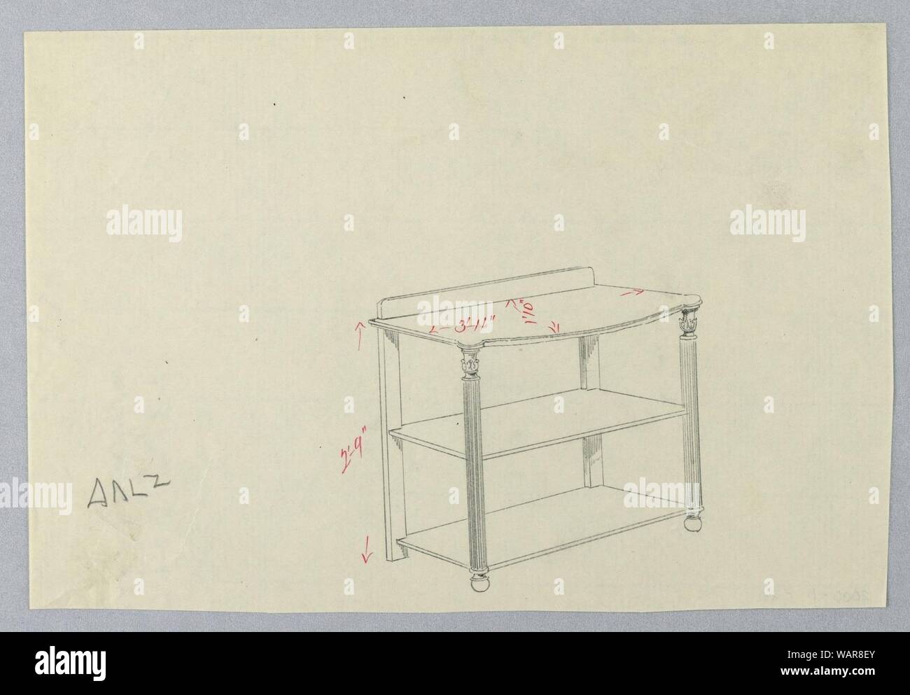 Drawing, Design for Adjustable Side Serving Table, 1900–05 Stock Photo ...