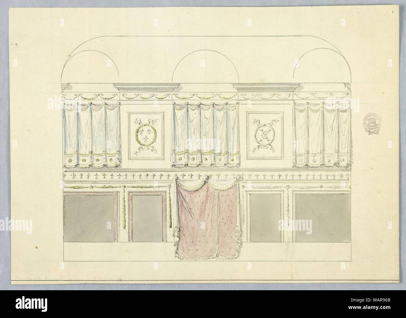 Drawing, Design for an Interior, 19th century Stock Photo - Alamy
