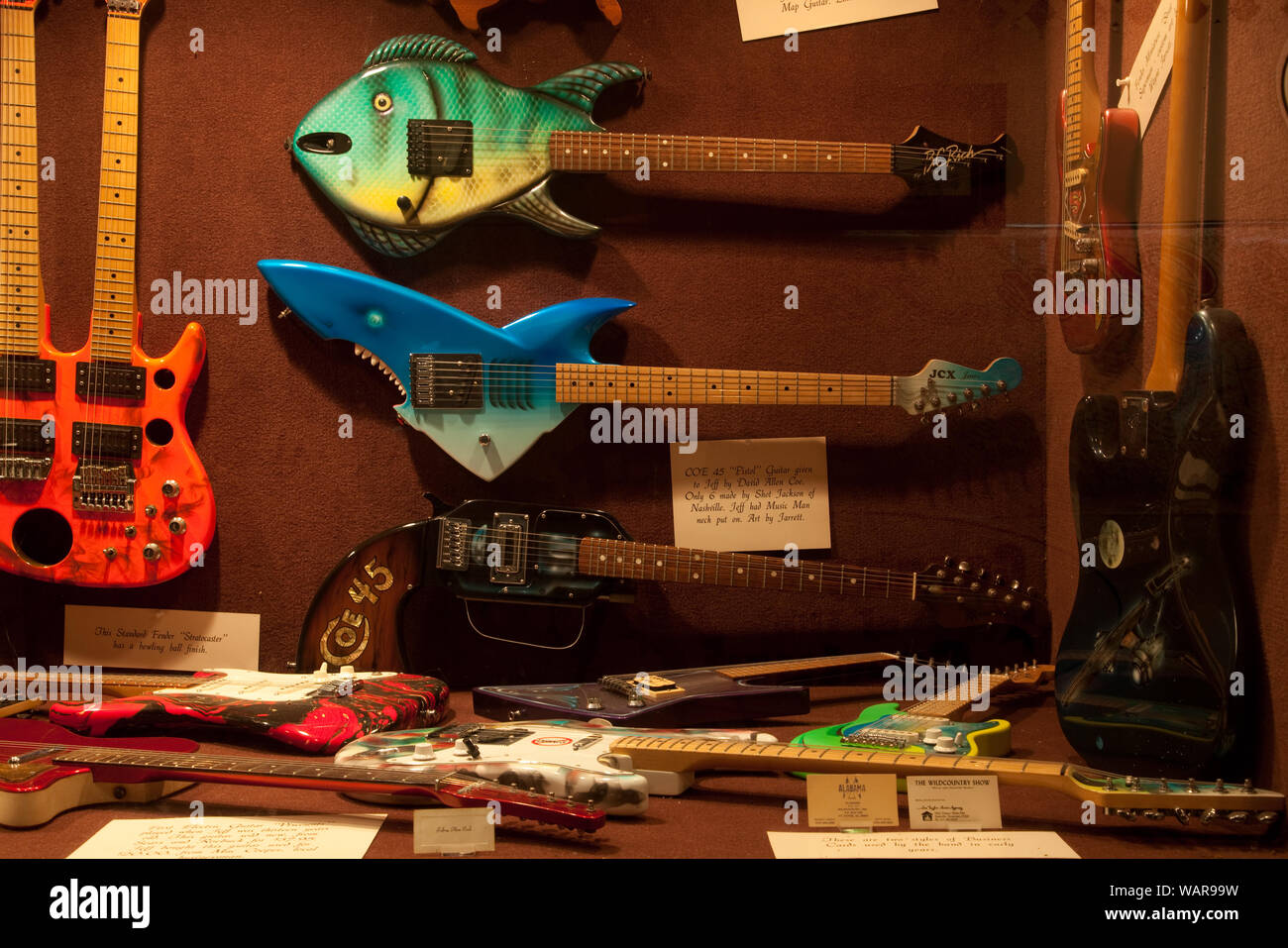 Display of guitars and clothing related to Alabama, a Grammy Award ...