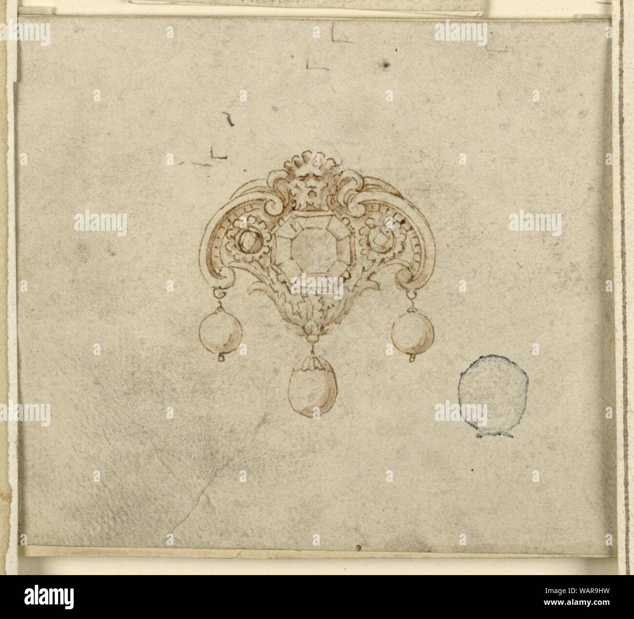 Drawing, Design for Brooch with Three Diamonds, 16th century Stock ...