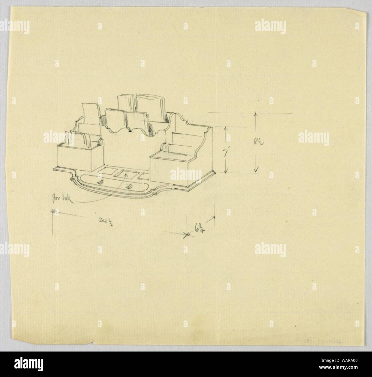 Drawing, Design for Desk Organizer with Stationery, 1900–05 Stock Photo ...