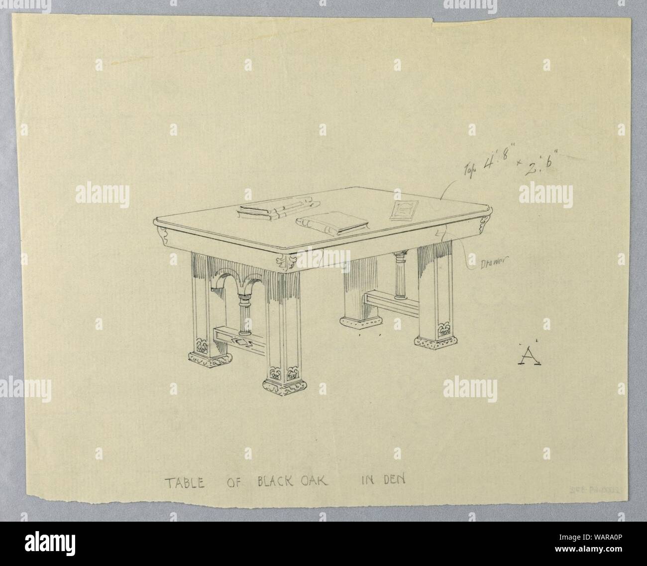 Drawing, Design for Den Table ‘A‘ of Black Oak, 1900–05 Stock Photo - Alamy