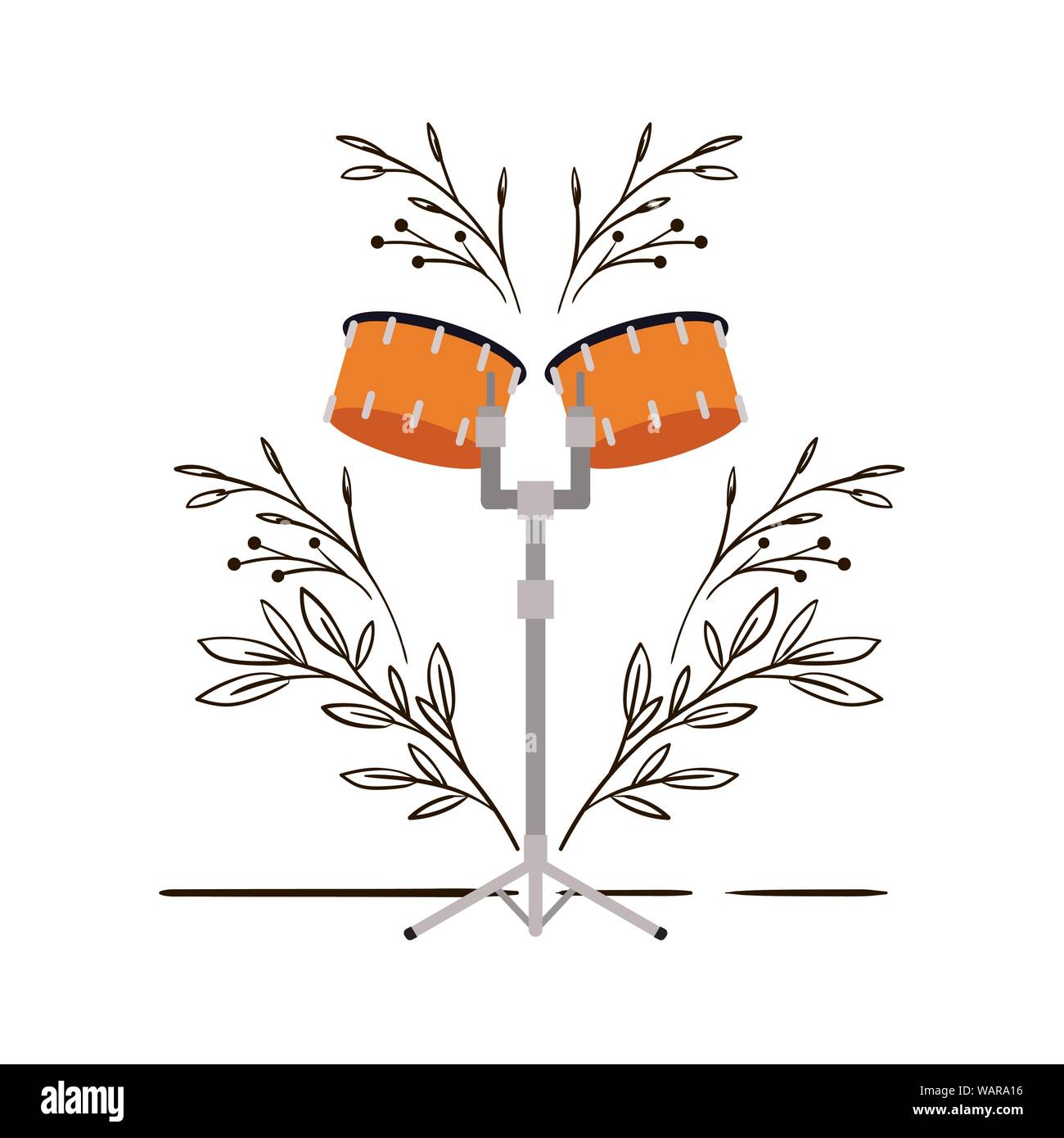 timpani with branches and leaves in the background Stock Vector Image ...
