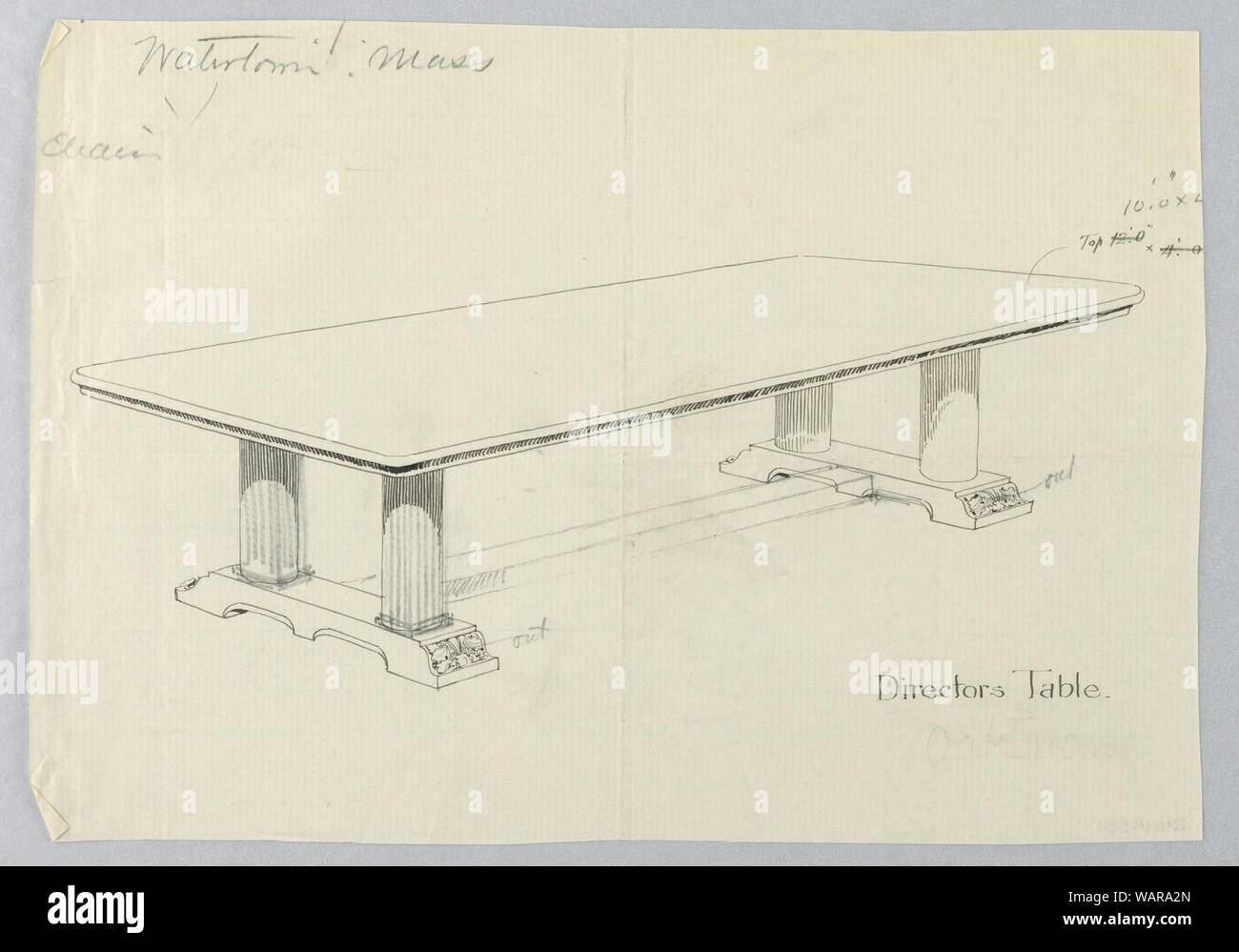 Drawing, Design for Director's Table with Horizontal Stretcher ...