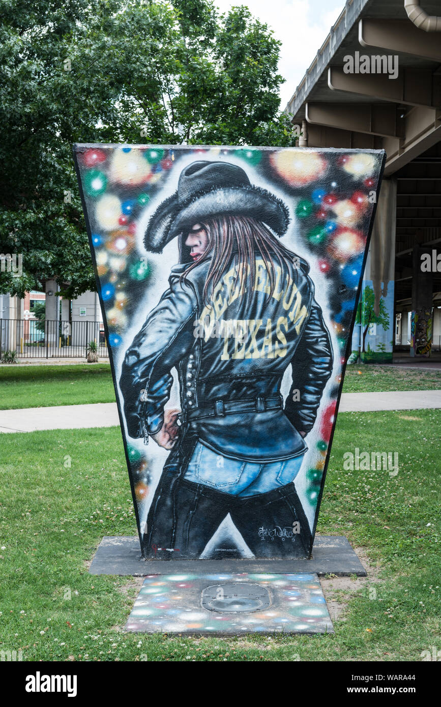Distinctive urban art (mural) in Deep Ellum, a neighborhood composed ...