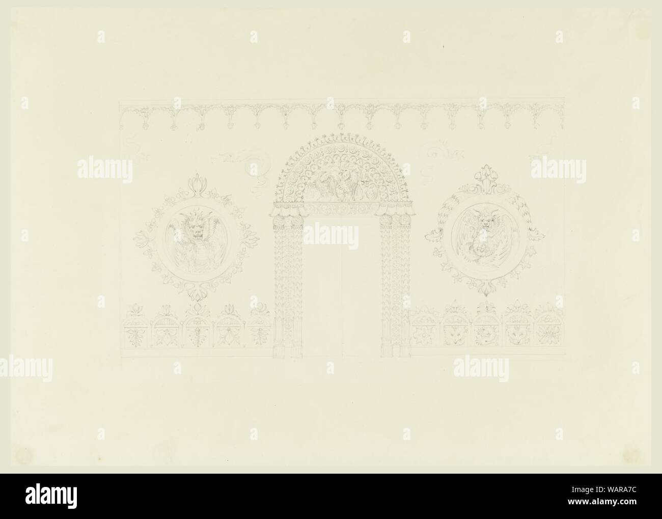 Drawing, Design for Entrance Hall, East Wall, Royal Pavilion, Brighton ...