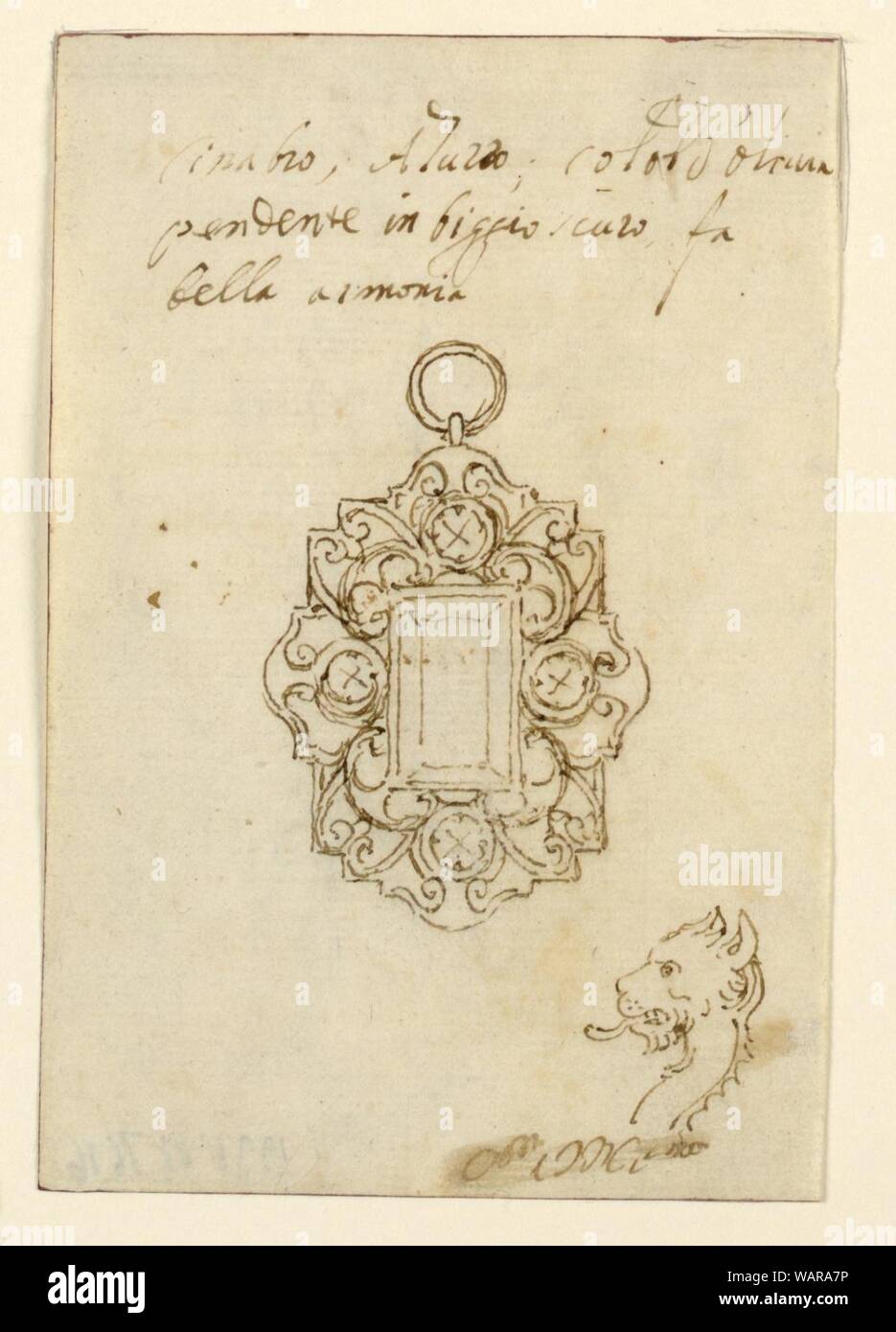 Drawing, Design for escutcheon pendant, 16th century Stock Photo - Alamy