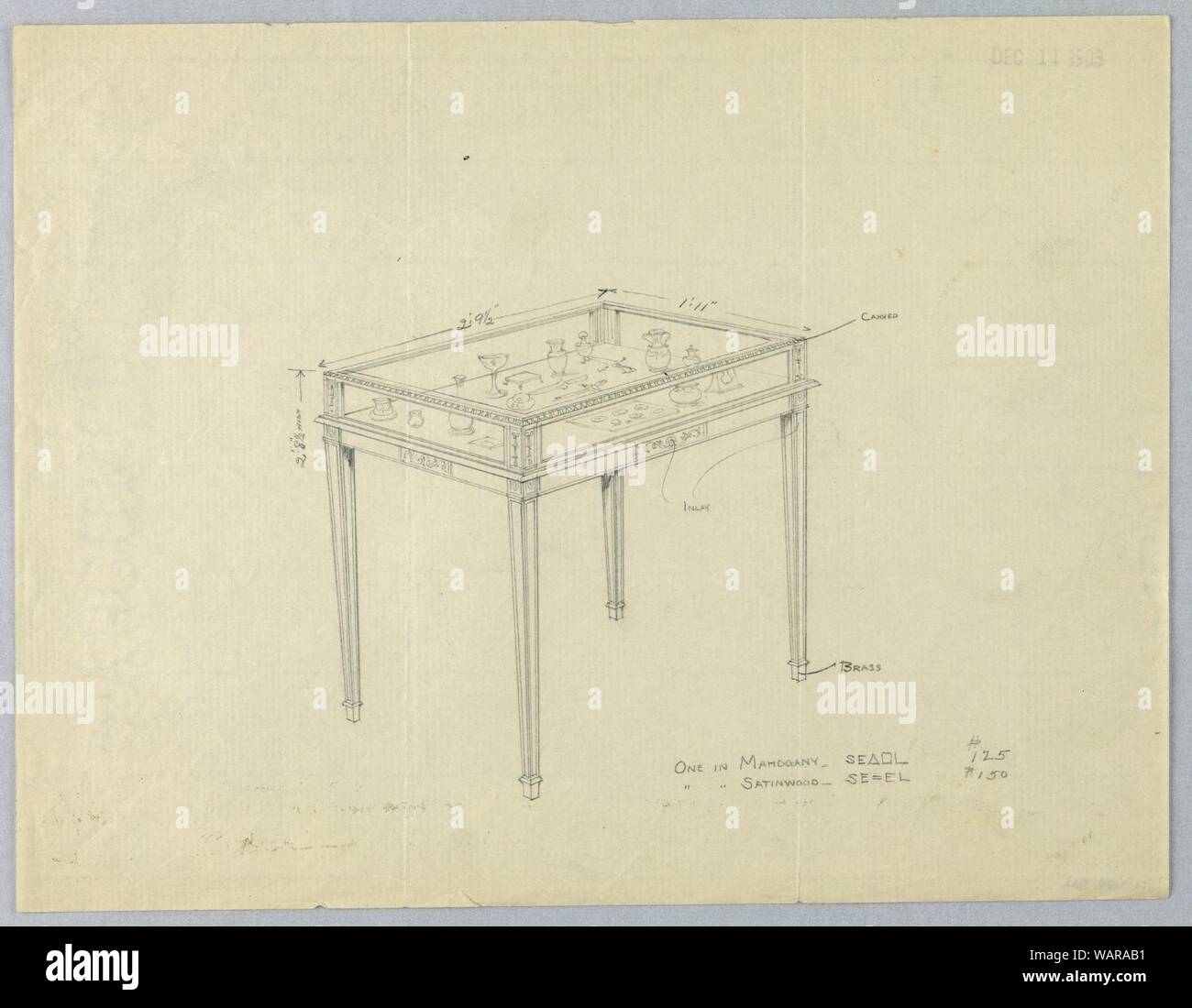Drawing, Design for Glass-Top Display Case, 1900–05 Stock Photo - Alamy