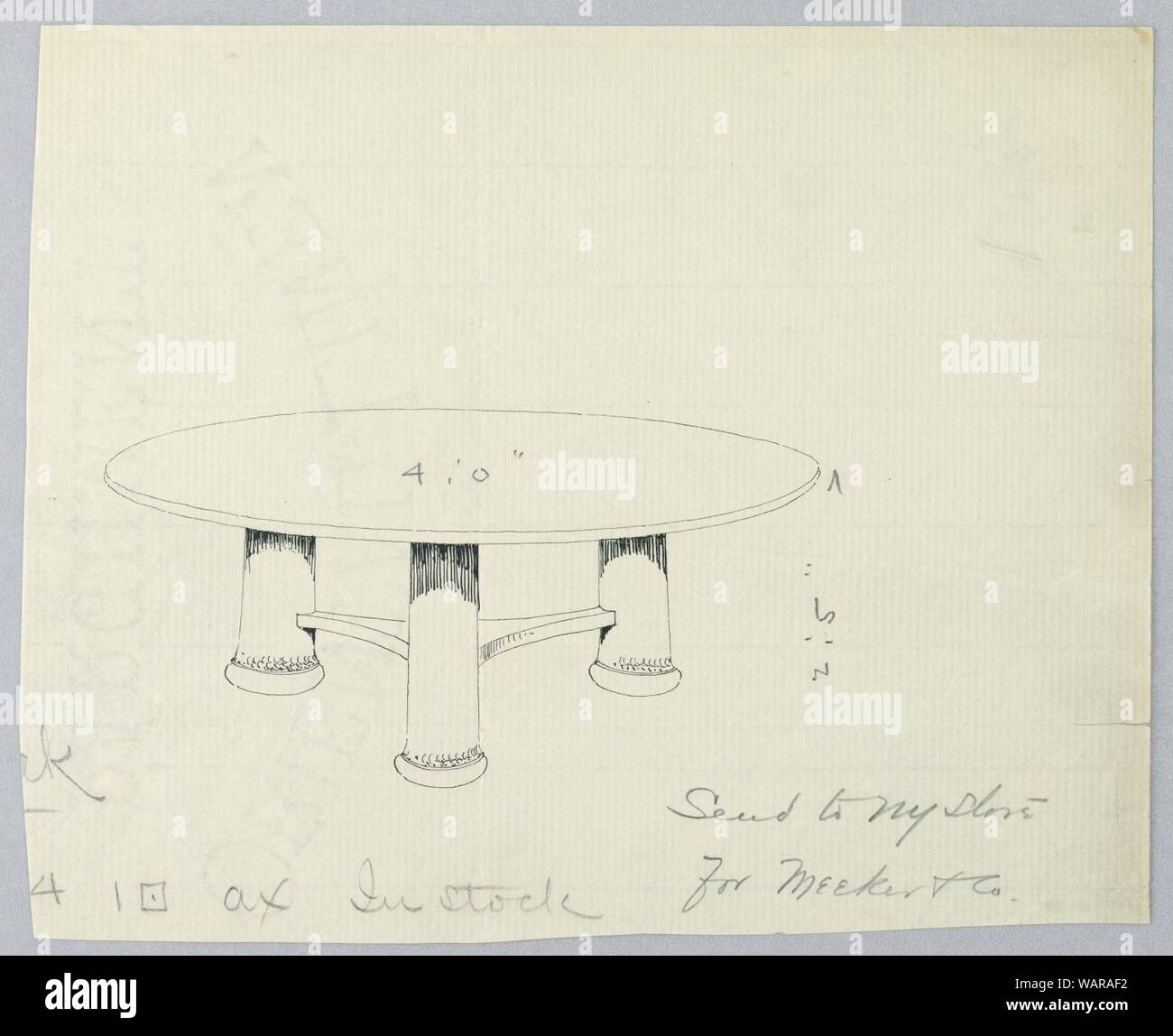 Drawing, Design for Large Round Table on Three Legs, 1900–05 Stock ...