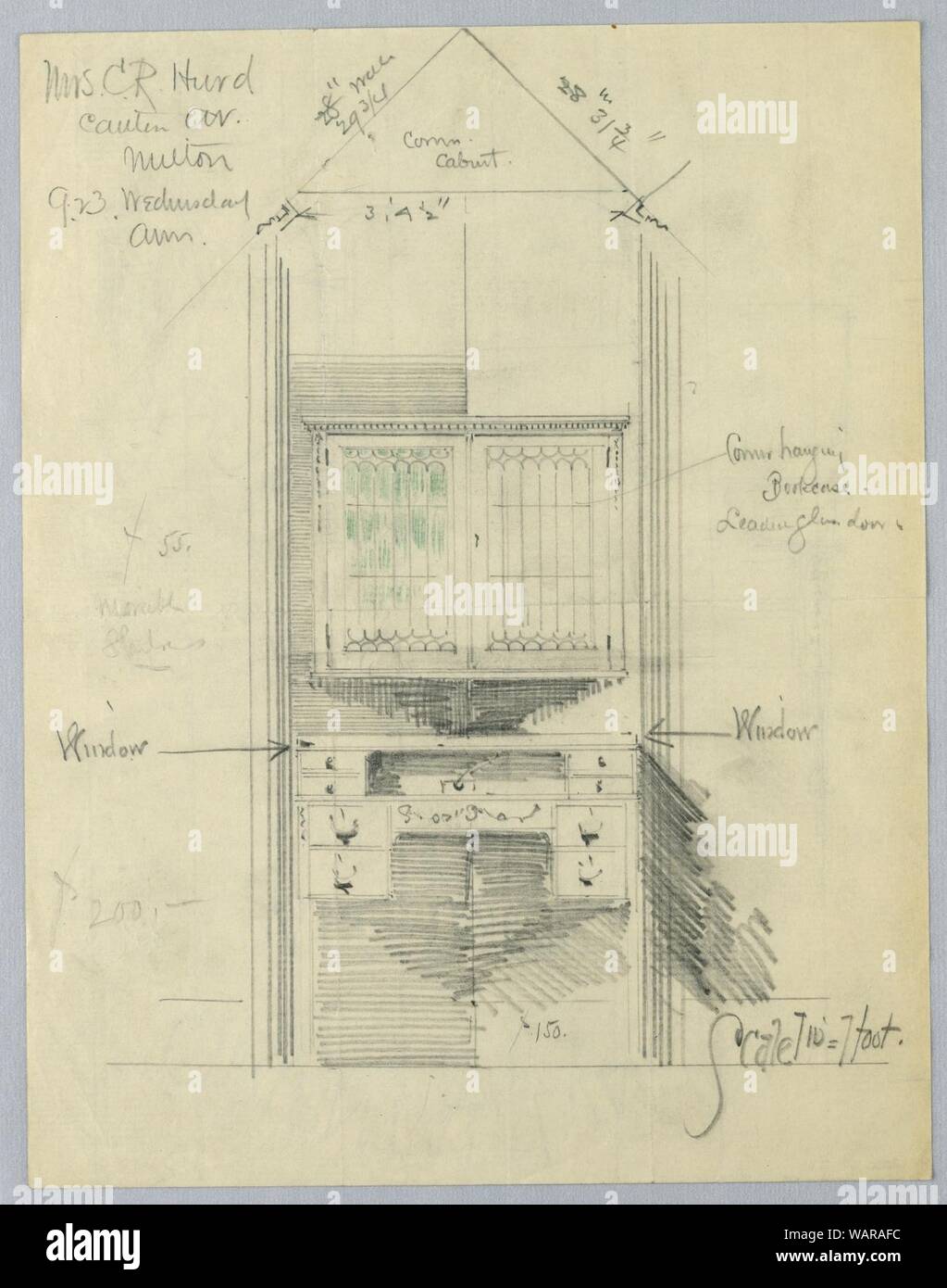 Drawing, Design for Large Two-Part Cabinet Built into Niche, 1900–05 ...